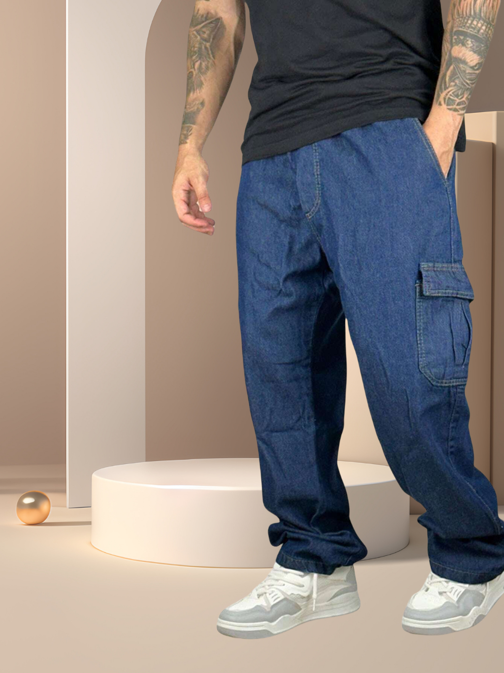 Calca Cargo Masculina Skate 6 Bolsos Fechamento Cordao Moda Unissex