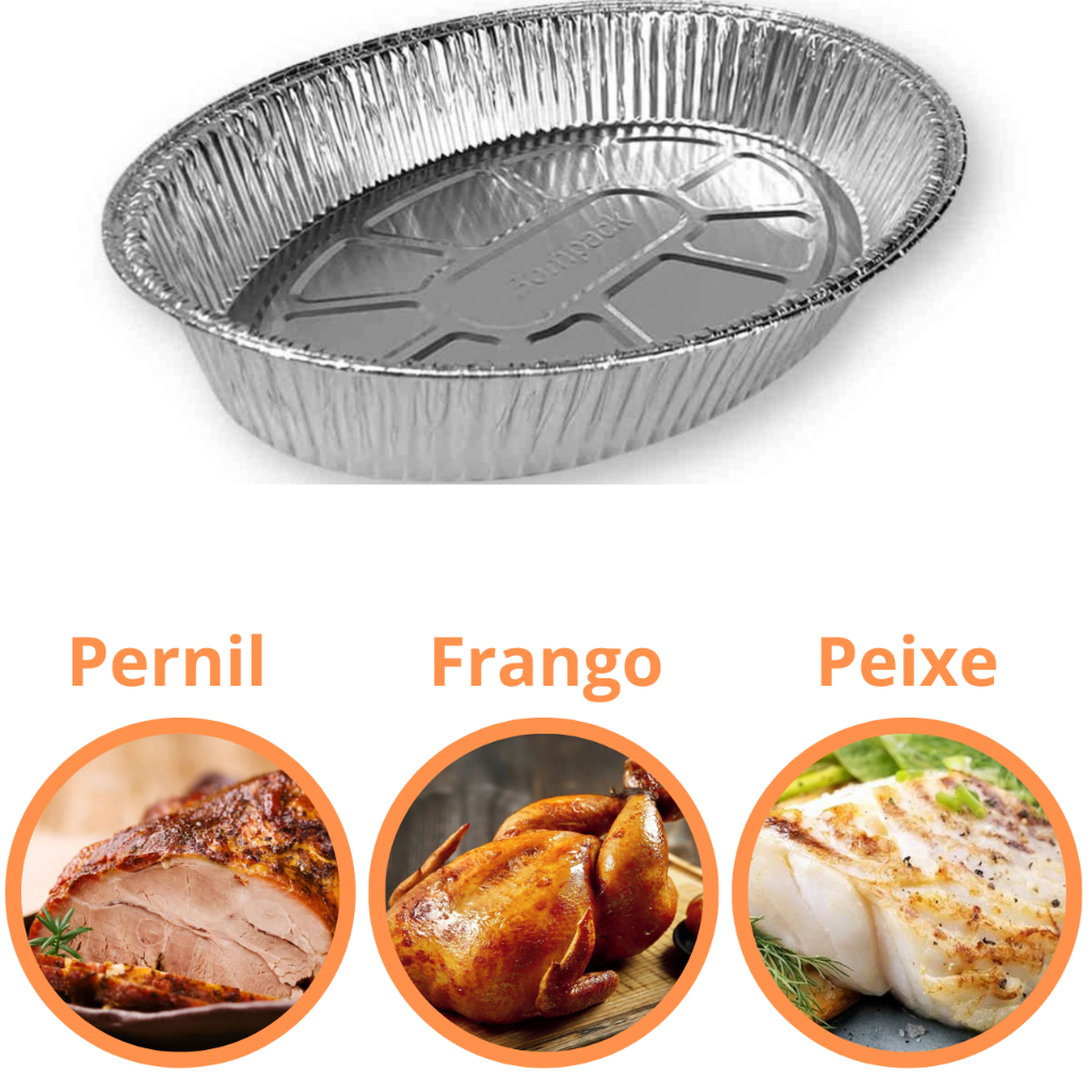 Assadeira de Alumínio Oval Redonda Prática Cozinhar Alimentos Assar ...