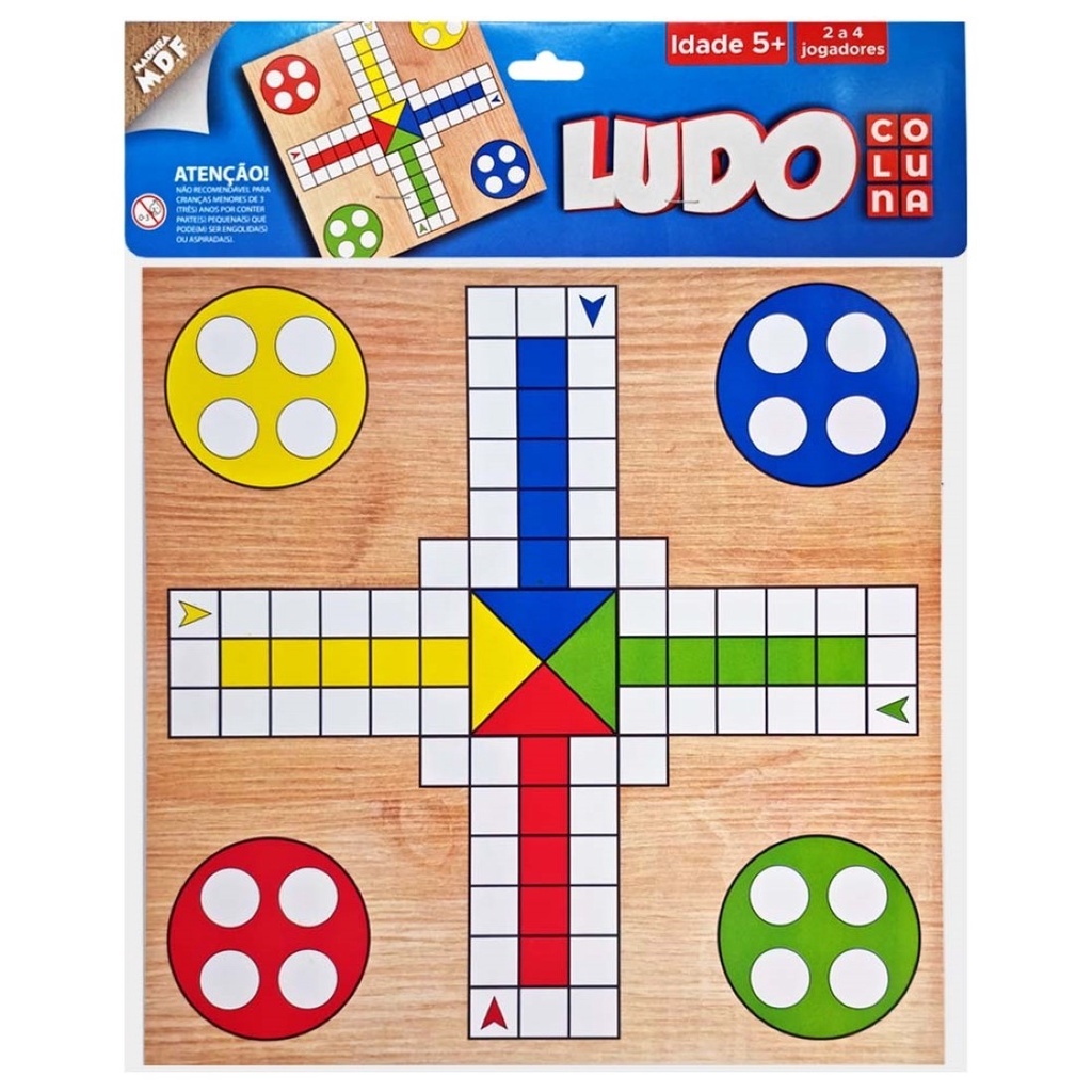 Jogo Ludo Com Tabuleiro De Madeira Mdf + 1 Dado E 16 Peças Madeira/Pais ...
