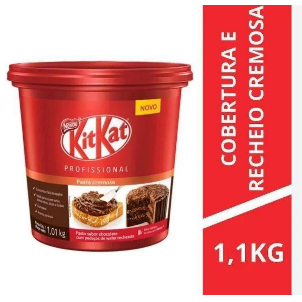 Recheio kit kat Creme Forneável 1,01kg Nestlé Pasta Cremosa Pote ...