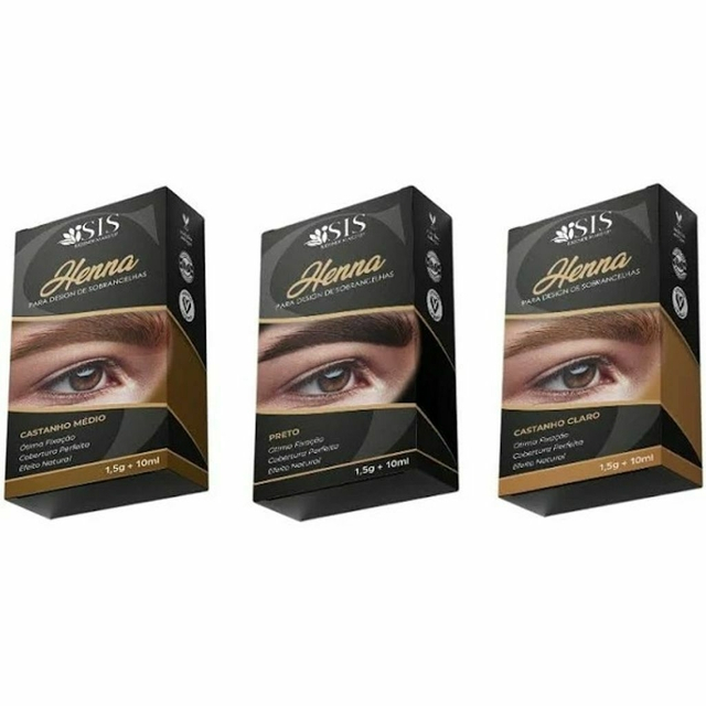 Kit 3 Henna para Sobrancelha Alto Rendimento E Fixação Rena Original ...
