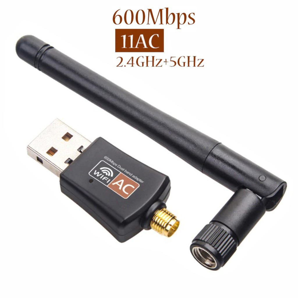 Adaptador Wifi Usb Dual Band Ac 600 5g Antena 2dbi Internet | Shopee Brasil