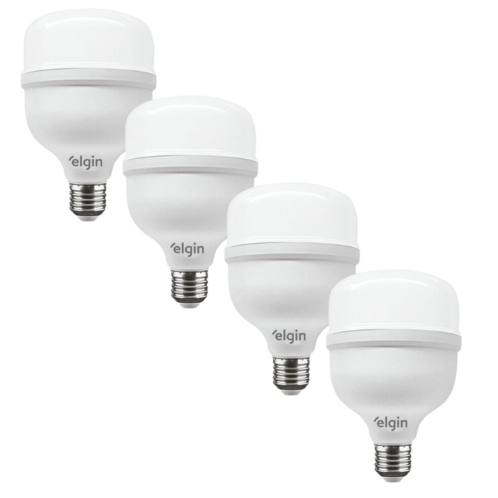 Kit 4 Lâmpadas Super Bulbo Alta Potência Led 40w 6500k - Elgin | Shopee Brasil