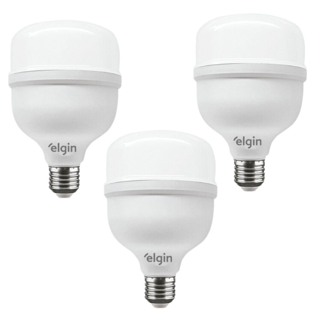 Kit 3 Lâmpadas Super Bulbo Alta Potência Led 40w 6500k - Elgin | Shopee Brasil