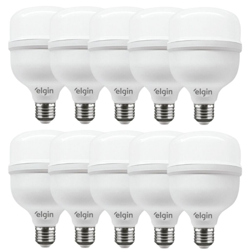 Kit 10 Lâmpadas Super Bulbo Alta Potência Led 40w 6500k - Elgin | Shopee Brasil