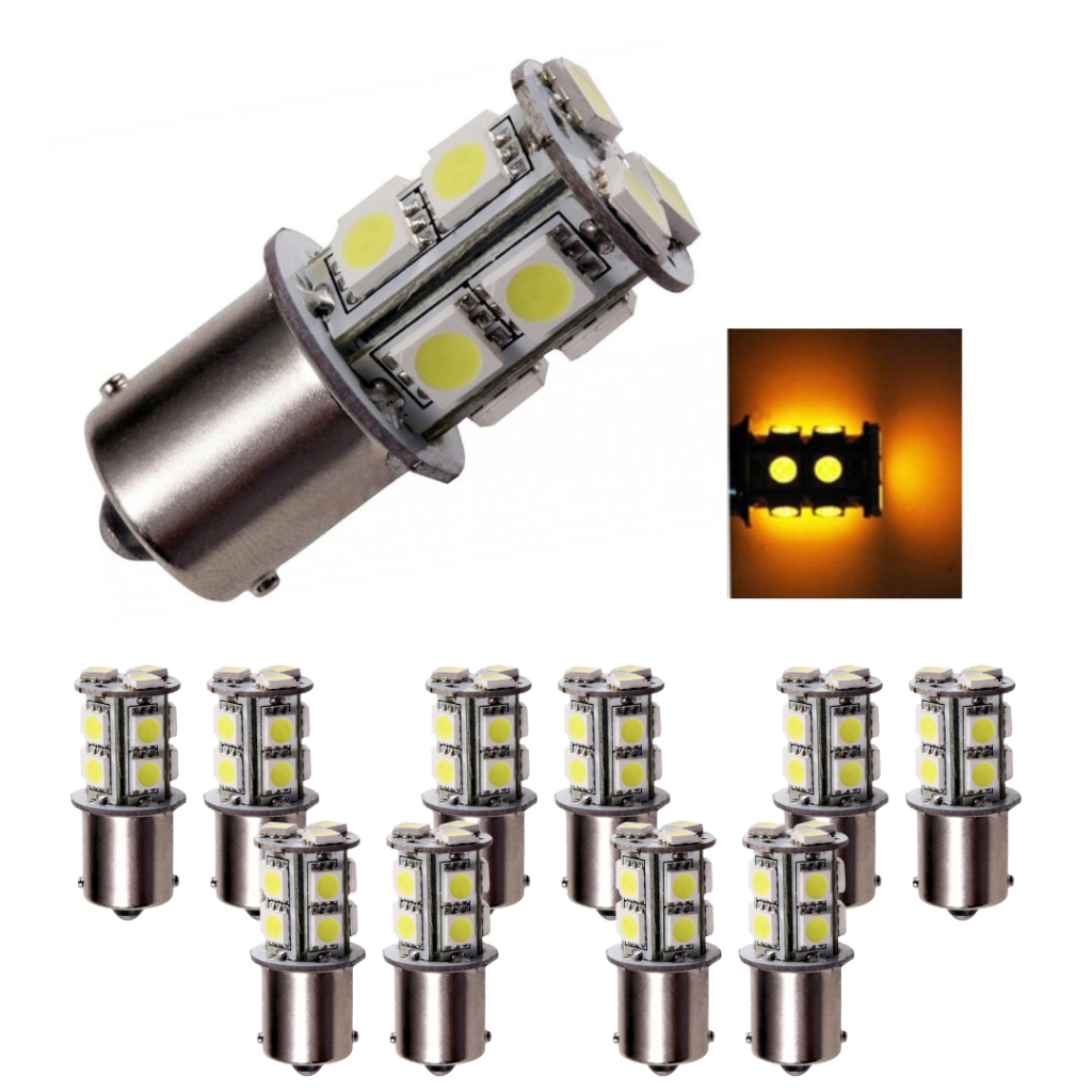 Kit 10 Lampada 13 Led Ba15s 1 Polo P21w 1156 1141 Laranja 12v | Shopee Brasil