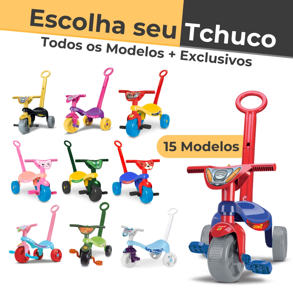 Triciclo Brinquedo Velotrol Tchuco Com Haste Guia Seguro Removível ...