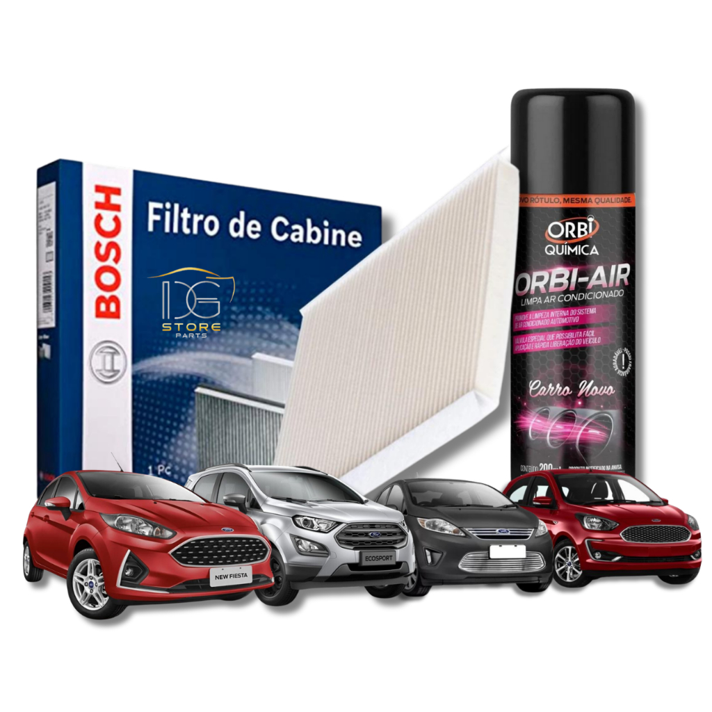 Filtro De Cabine Ar Condicionado Ford Ecosport New Fiesta Ka + Spray Higienizador | Bosch 0589 ...