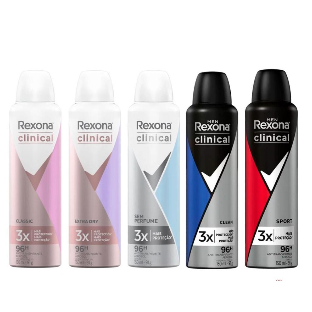 Desodorante Aerosol Antitranspirante Rexona Clinical 3x 96h com 150ml ...