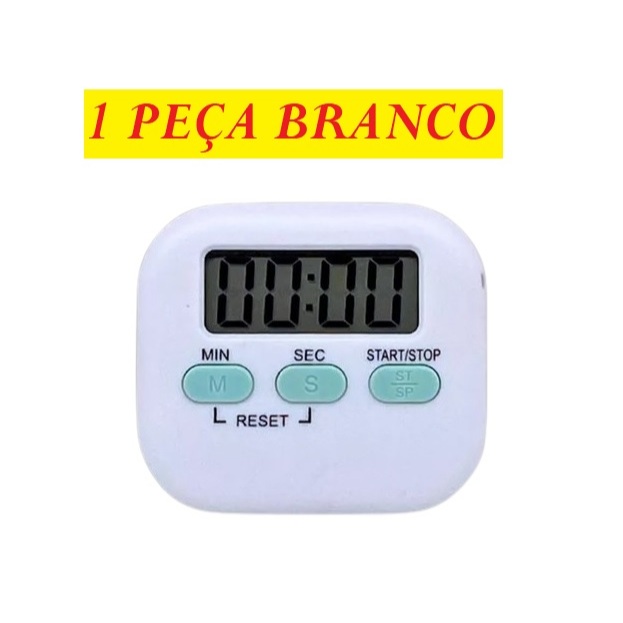 Mini Timer Digital 7,5x5Cm De Cozinha Temporizador Com Alarme Branco Ou ...