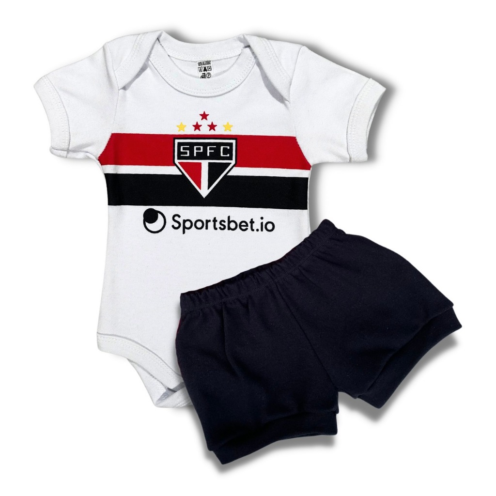 Conjunto Body + Short Bebê Infantil Personalizado Time de Futebol ...