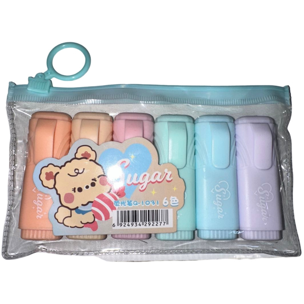 Kit 6 Marca Texto Sugar Fofos Marcadores de Texto Coloridos | Shopee Brasil