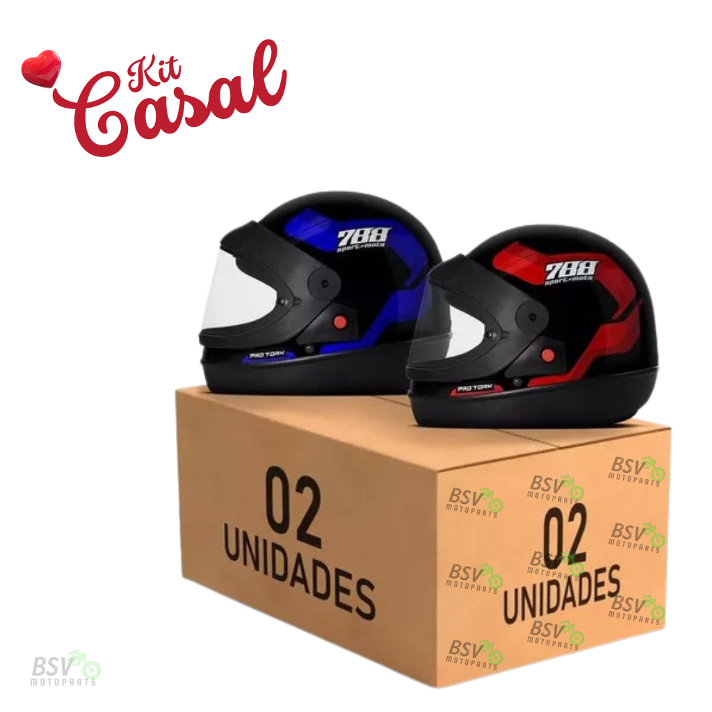 Combo Kit 2 Capacetes Par Casal Fechado Sport Moto Viseira Automática ...