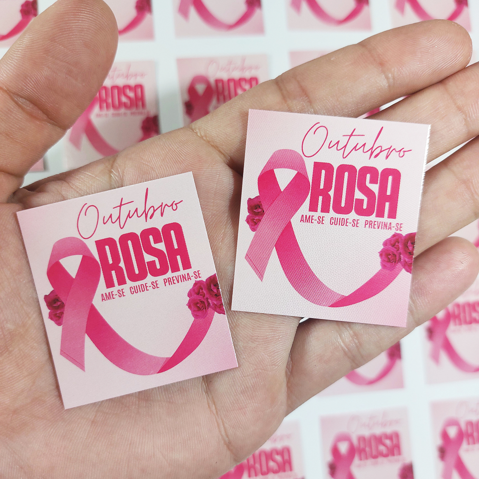 Mini Cartão Tag Outubro Rosa Cliente Encomenda Presente Conscientização ...