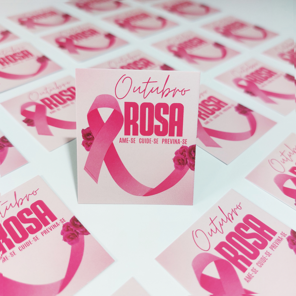 Mini Cartão Tag Outubro Rosa Cliente Encomenda Presente Conscientização ...