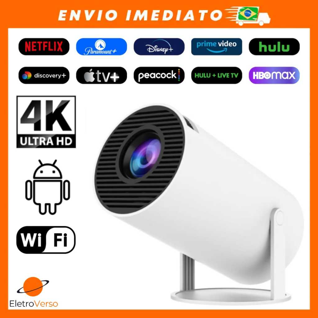 Projetor Hy300 4K HD Android 11.0 Portátil Wifi Home Cinema TV Box ...