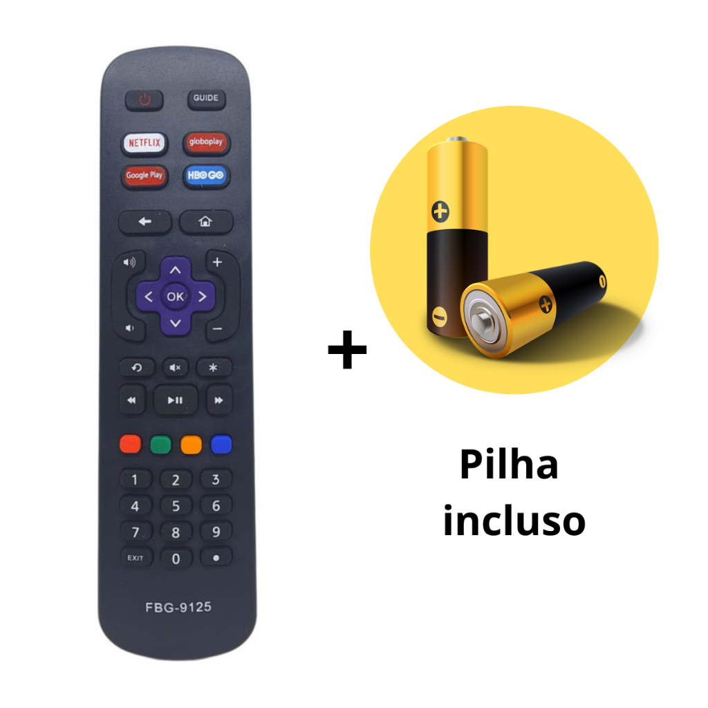Controle TV PHILCO Roku Smart Com Teclas Netflix -Google Play -Google ...