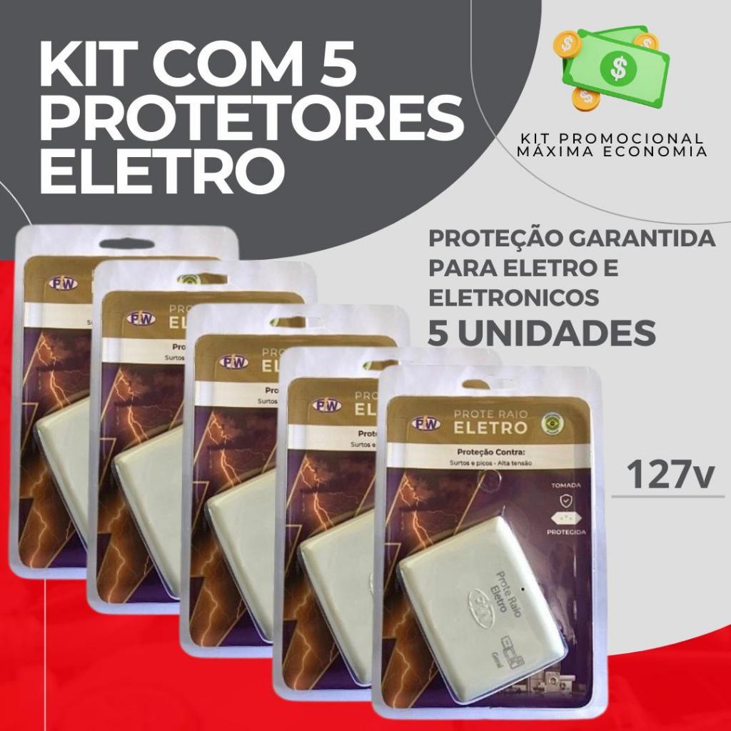 Kit com 5 Protetores de Raio PW Eletro 2 Tomadas 10A - O Mais Vendido | Shopee Brasil