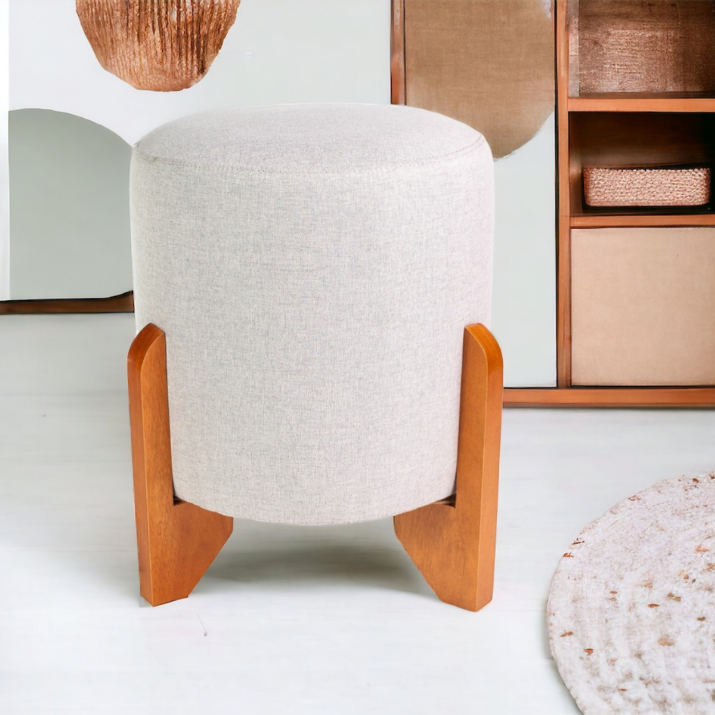 Kit 2 Puff Piave em Linho Puffe Decorativo Pés Madeira Maciça | Shopee ...