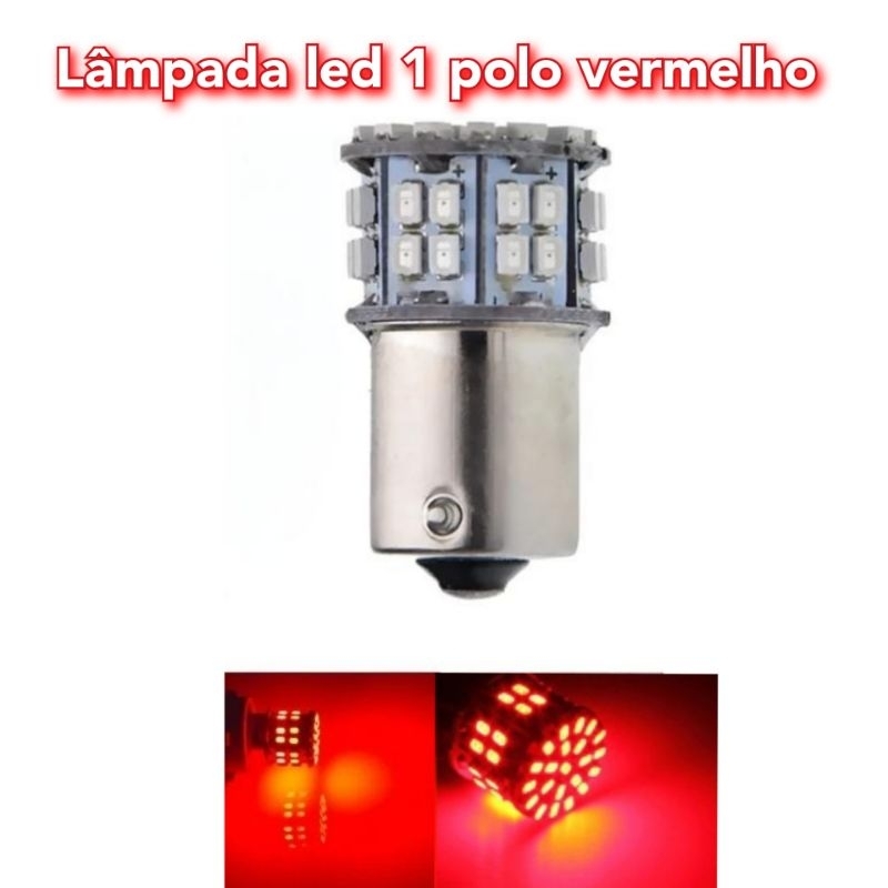Lâmpada Led 1 Polo VERMELHO Ba15s 1156 - 50 smd - 12 volts | Shopee Brasil