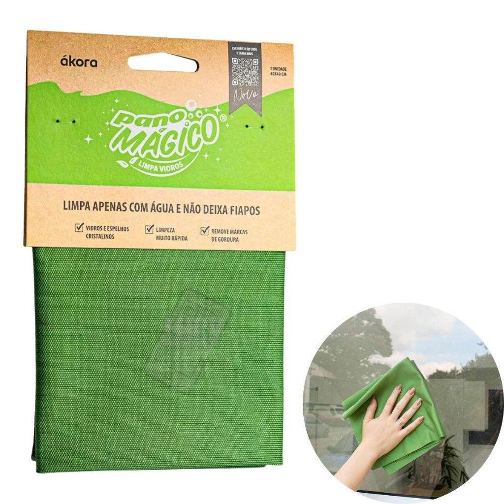 Pano Mágico Limpa Vidros Espelhos Inox Prático Fácil 40 cm x 40 cm ...