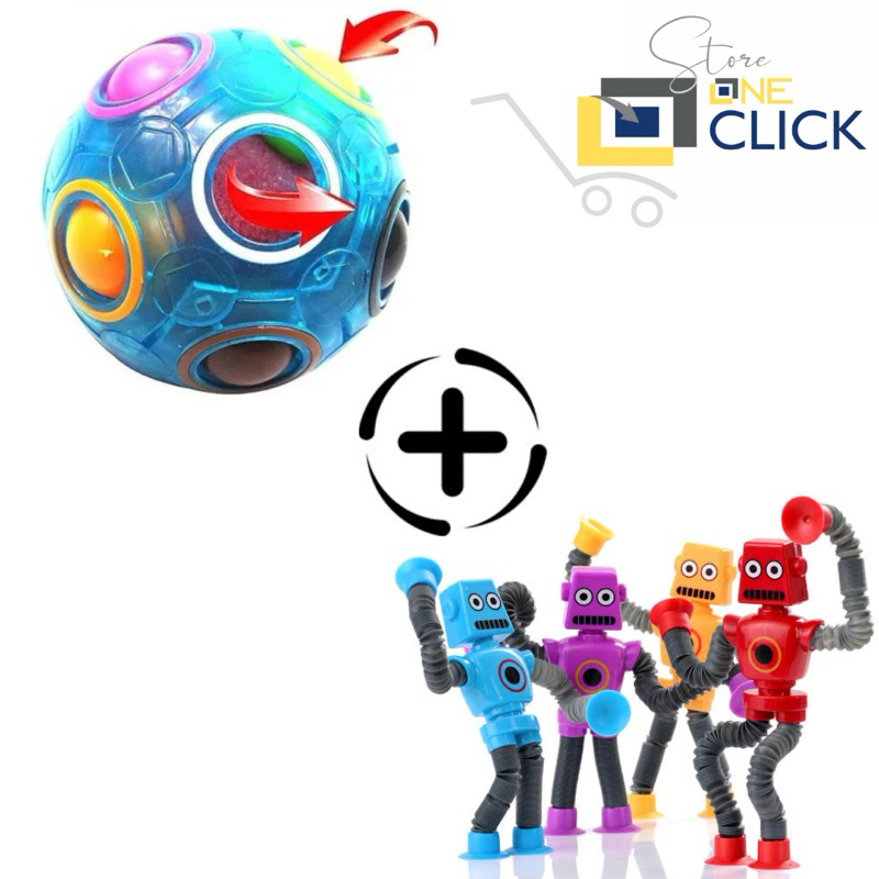 kit de Bola Mágica Anti Stress Cubo Mágico Fidget Toy com robo sem luz ...