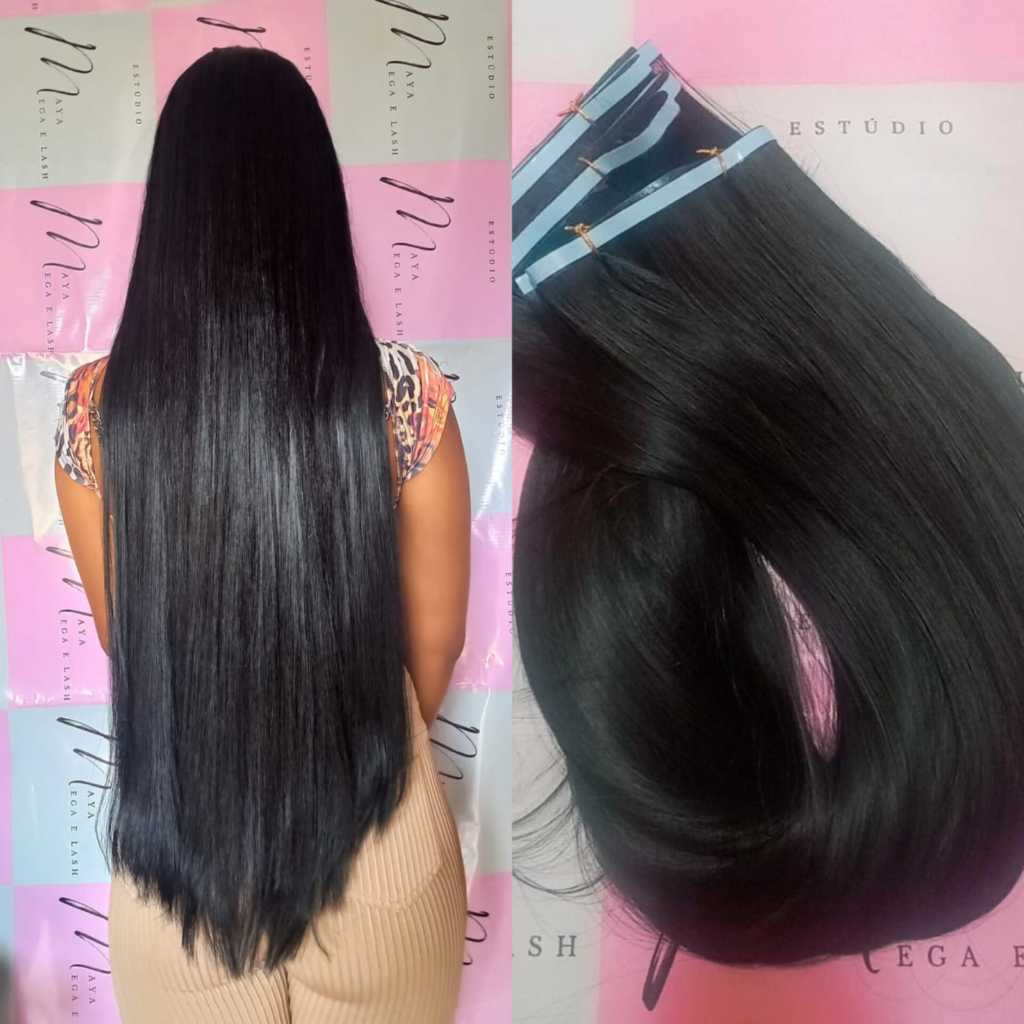 CABELO FIBRA BIO HUMANA KIT COM 2 TELAS NA FITA ADESIVA NANO PELE ...