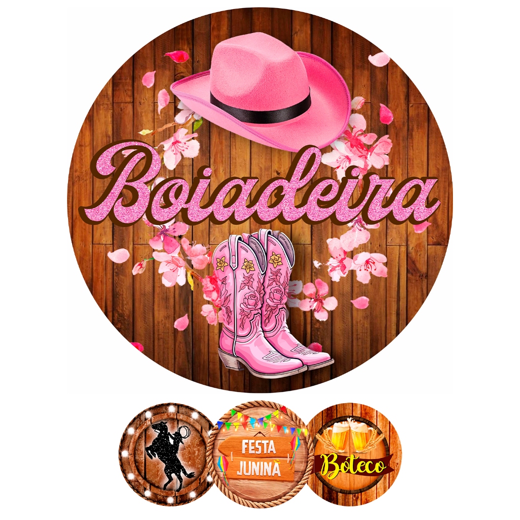 Painel de Festa Redondo 0,50x0,50 Mt Boiadeira | Shopee Brasil