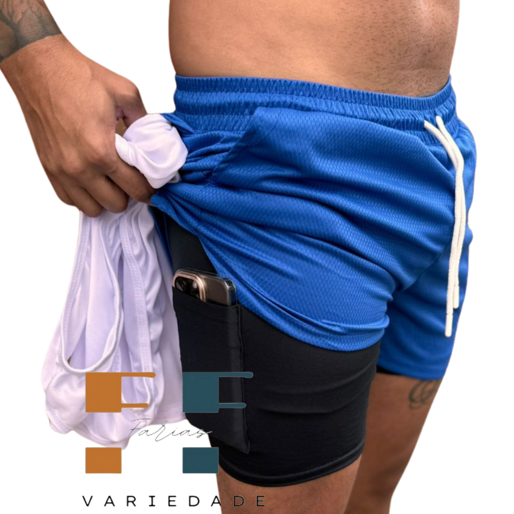 Short Academia DryFit Short 2 em 1 Bermuda Academia Novas Cores 2024 ...