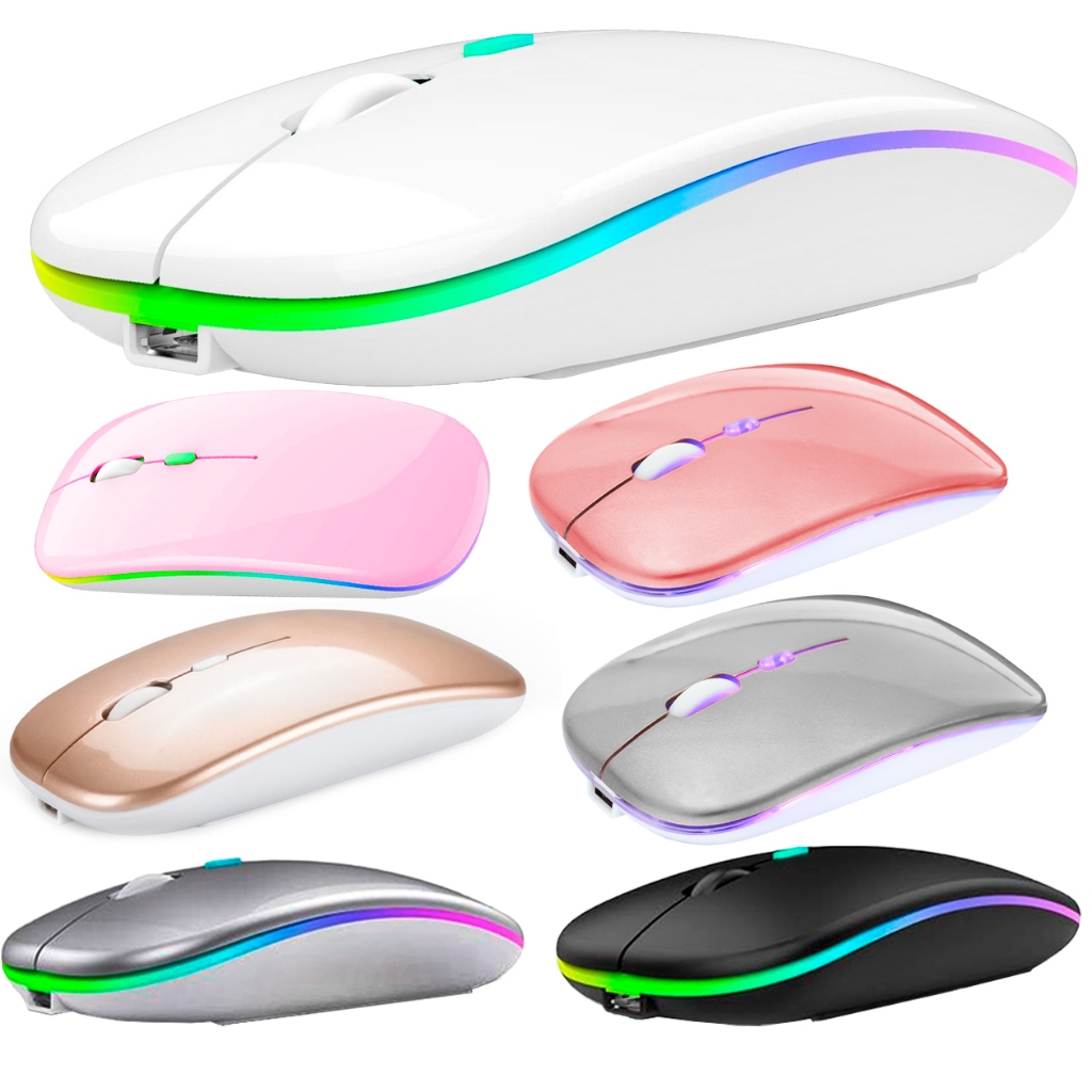 Mouse Sem Fio Recarregável Wireless Led Rgb Colorido Ergonômico Usb 2.4 Ghz | Shopee Brasil