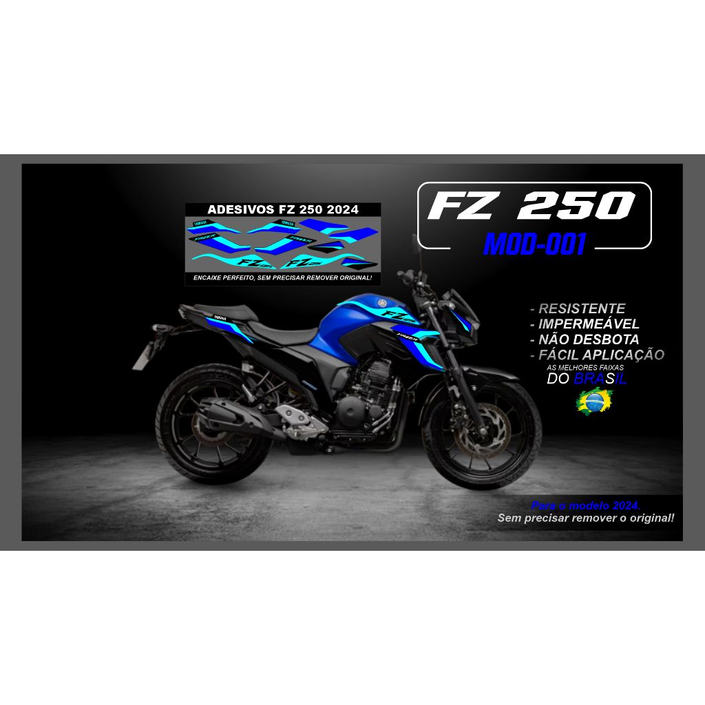 KIT FAIXAS FAZER 250 FZ 25 2024 YAMAHA MOD-001( ENCAIXE PERFEITO, SEM ...