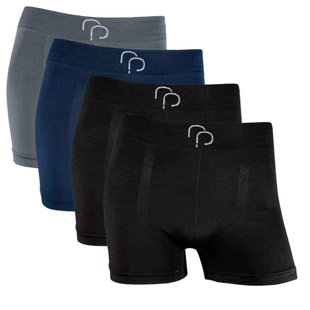 Kit 4 Cueca Boxer Masculino Microfibra Sem Costura Adulto Box Elastano ...
