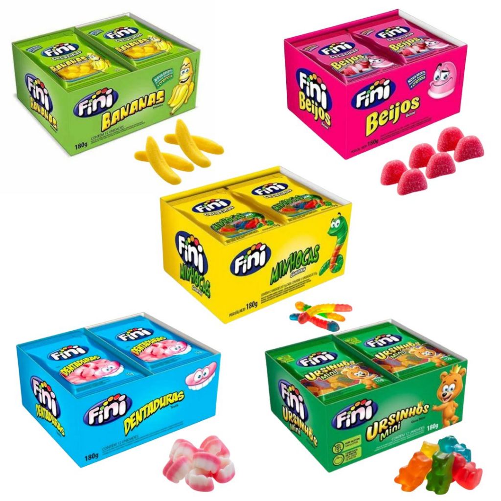 Kit Fini Goma 5 Caixas Sabores Sortidos Com 12 Unidades Cada | Shopee ...