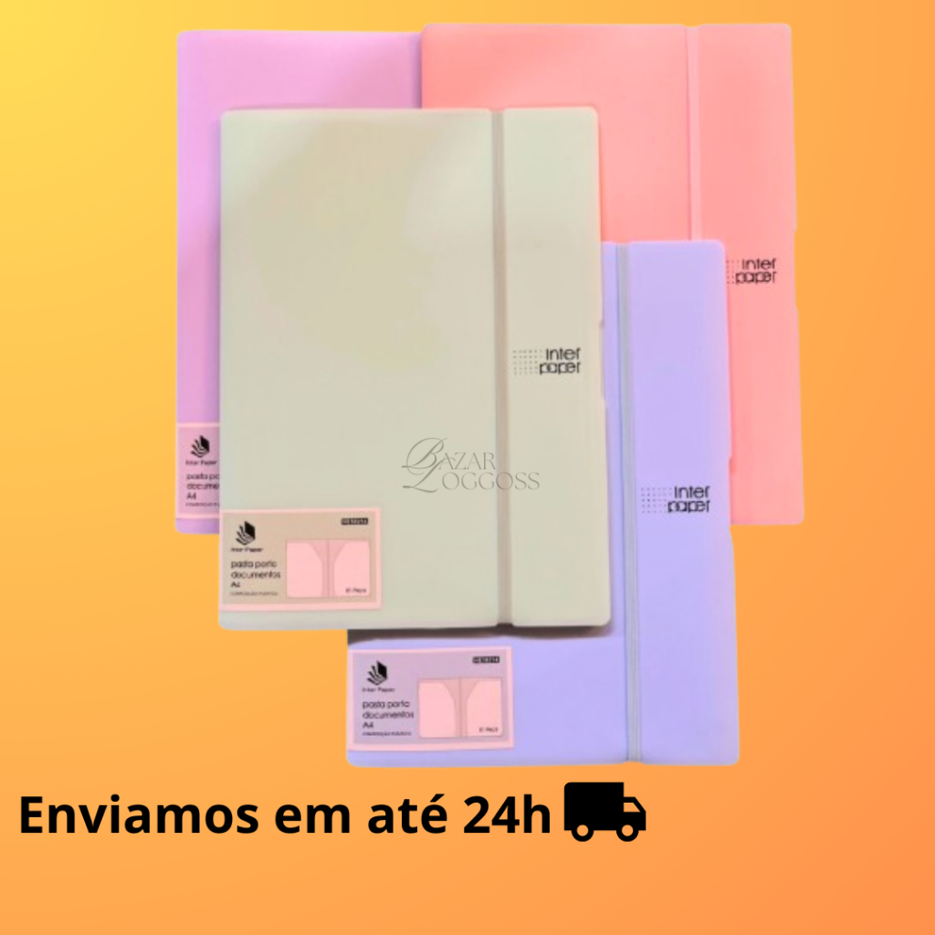 Pasta Porta Documentos A4 Com Elástico InterPaper | Shopee Brasil
