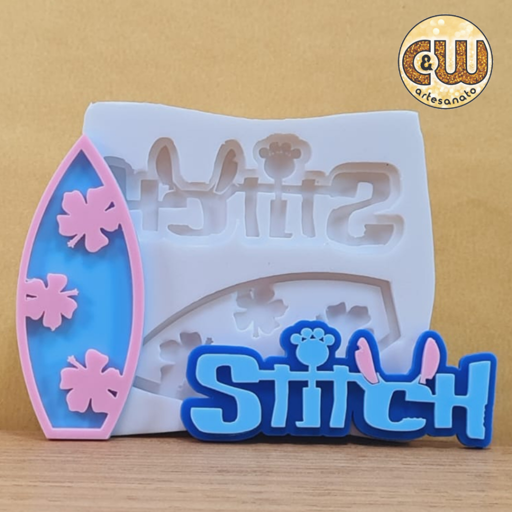 Molde Silicone Nome Stitch e Prancha de Surf / Lilo e Stitch ...