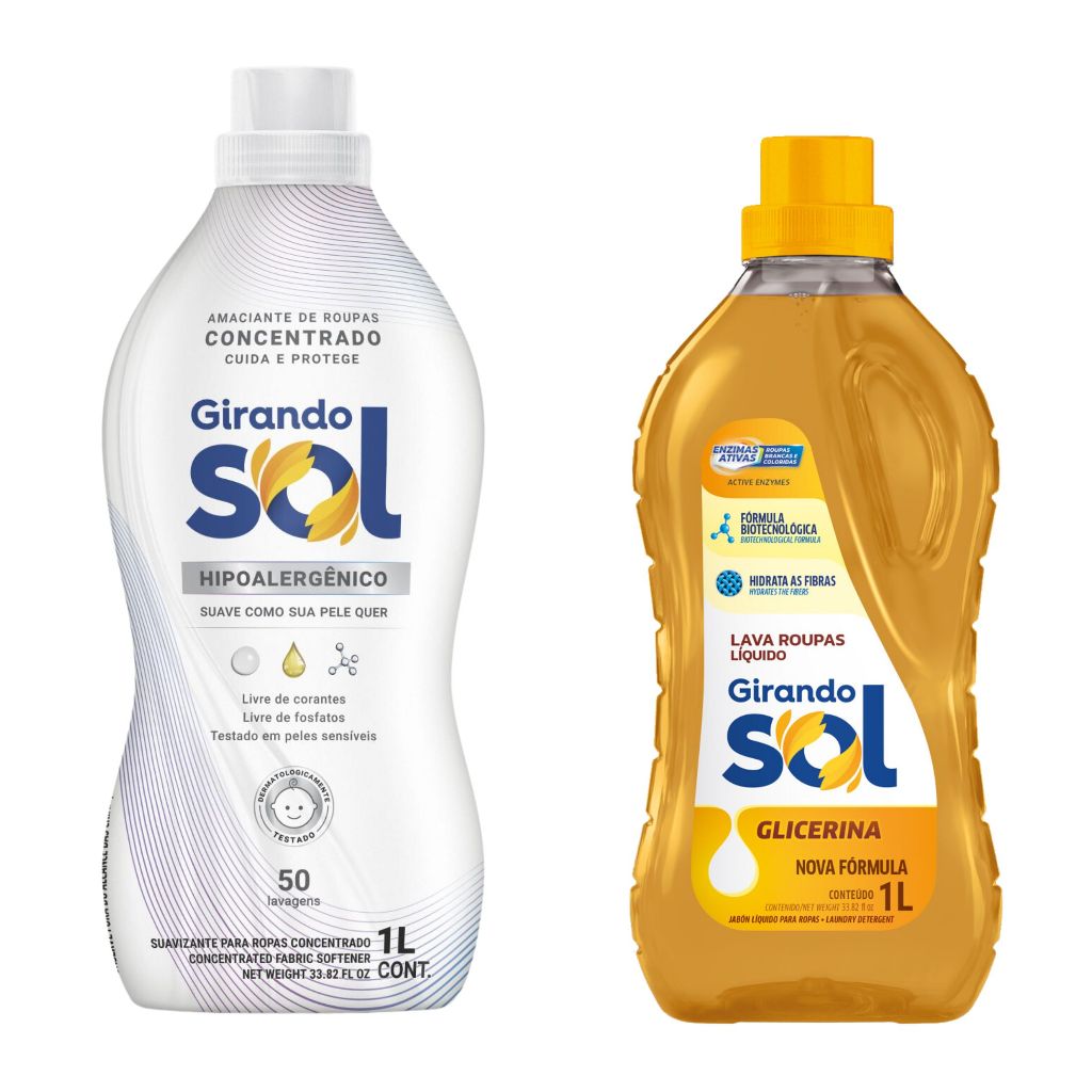 Kit Lava Roupas Sabão Líquido 1 Litro Glicerina + Amaciante Concentrado ...
