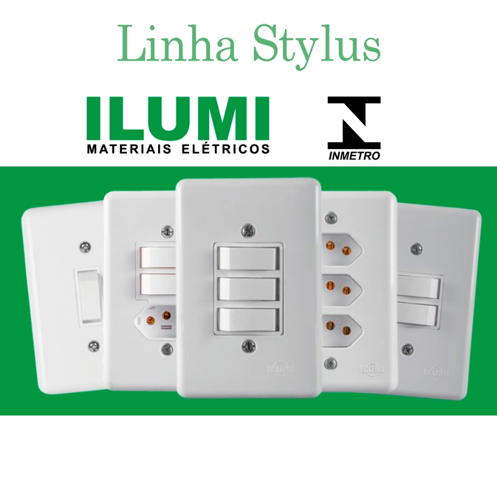 Tomada e interruptor Ilumi linha stylus 4x2 | Shopee Brasil