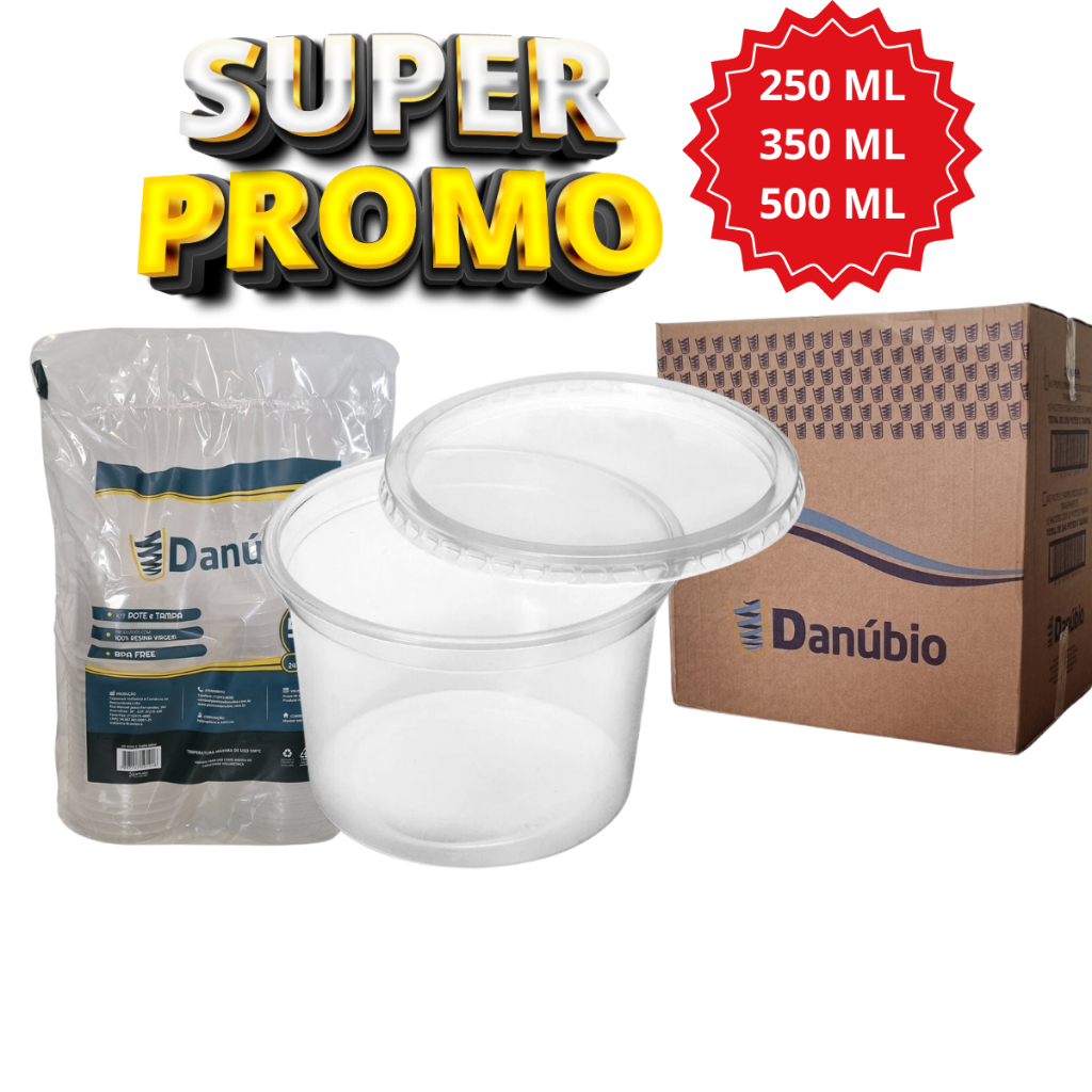 Pote Redondo Marmita Embalagem Descartável 250 ML / 350 ML / 500 ML Fitness Fit Freezer ...