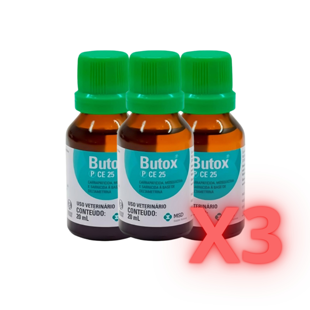 Kit 3 Butox 20ml Carrapatos Pulgas Sarnas Piolhos Moscas MSD | Shopee ...