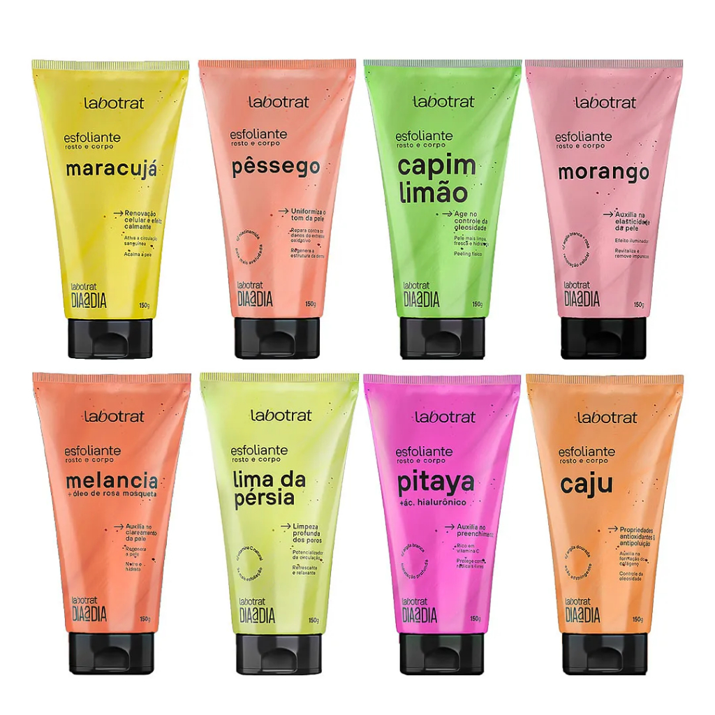 Esfoliante facial e corporal Labotrat 150g (bisnaga) ou 300g (pote ...
