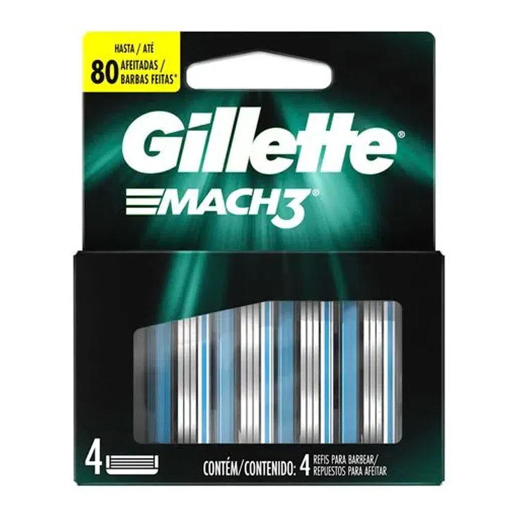 Gillette Mach 3 Refil De Lâminas Com 4, Cartuchos | Shopee Brasil