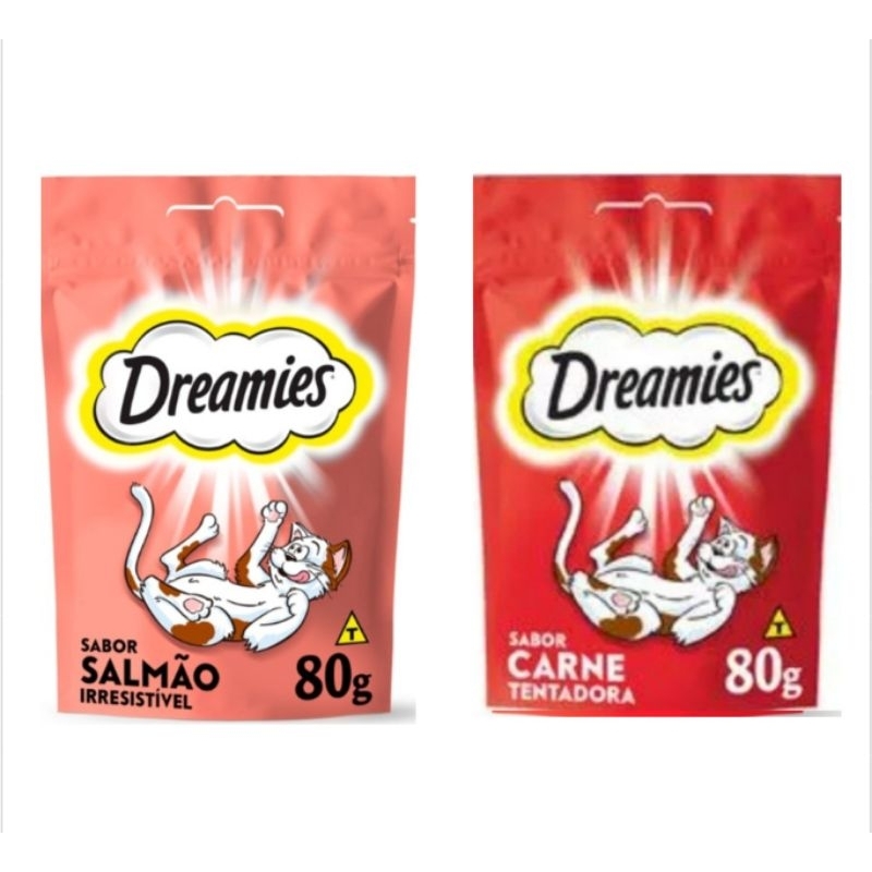 KIT DREAMIES 40g e 80g - Petisco Whiskas CARNE/SALMÃO | Shopee Brasil