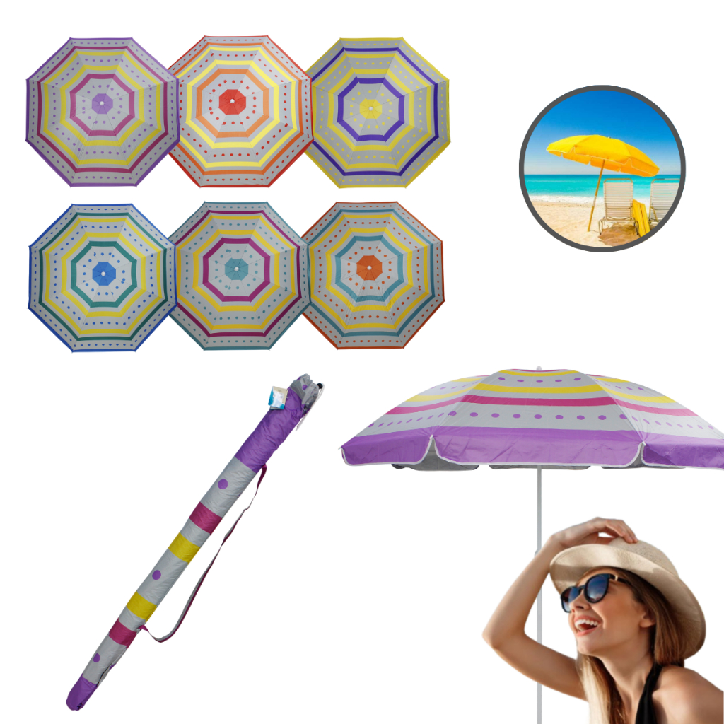 Guarda-sol Grande Reforçado 1,90m Com Proteção Uv Praia | Shopee Brasil