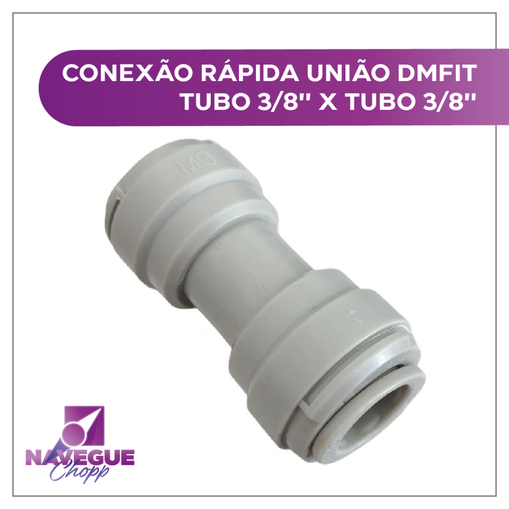União Conector de Engate Rápido DMFIT 3/8 x 3/8 - Ideal para Chopeiras com Torneira Italiana ...