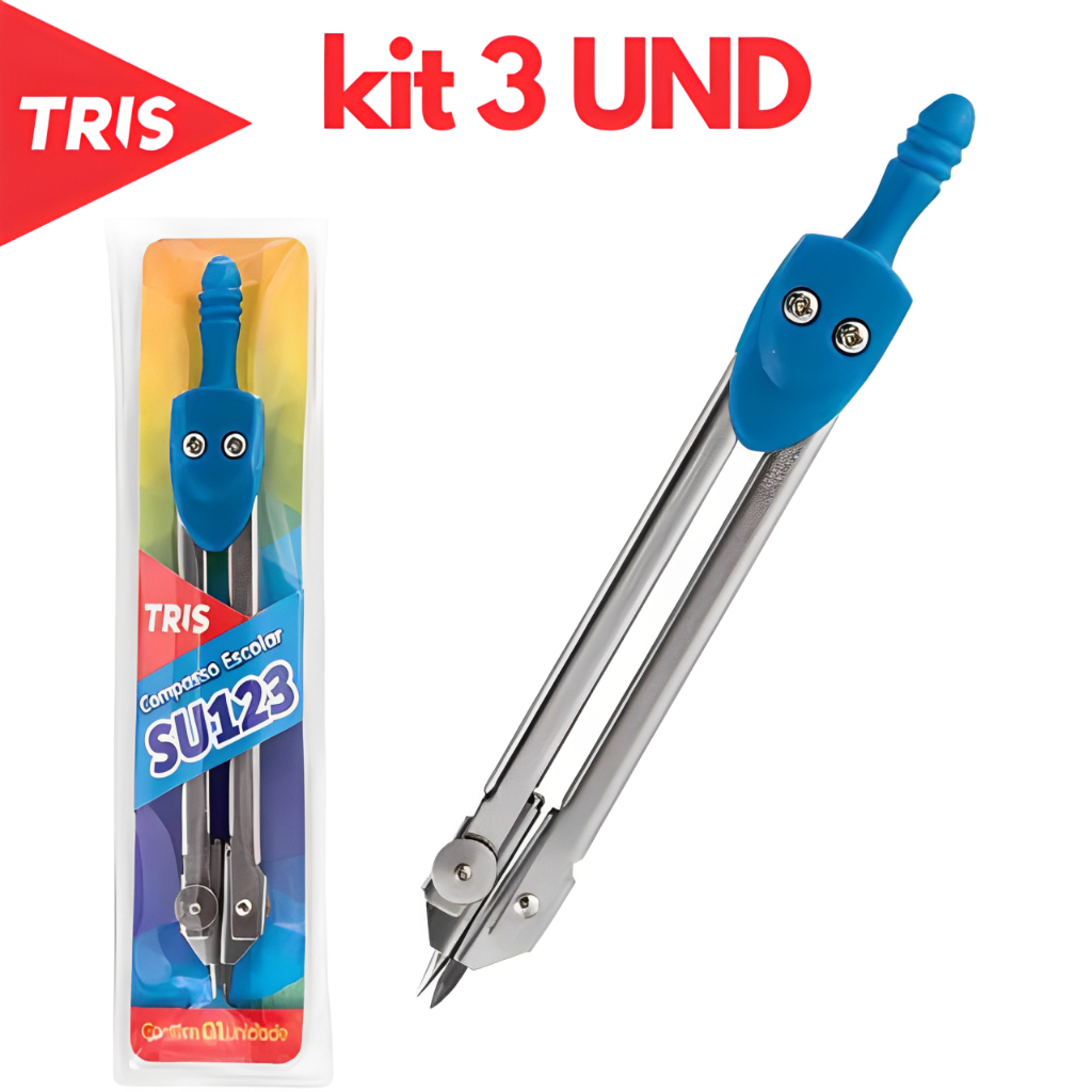 COMPASSO ESCOLAR KIT 2 UND TRIS JOLLY COMPACTOR | Shopee Brasil