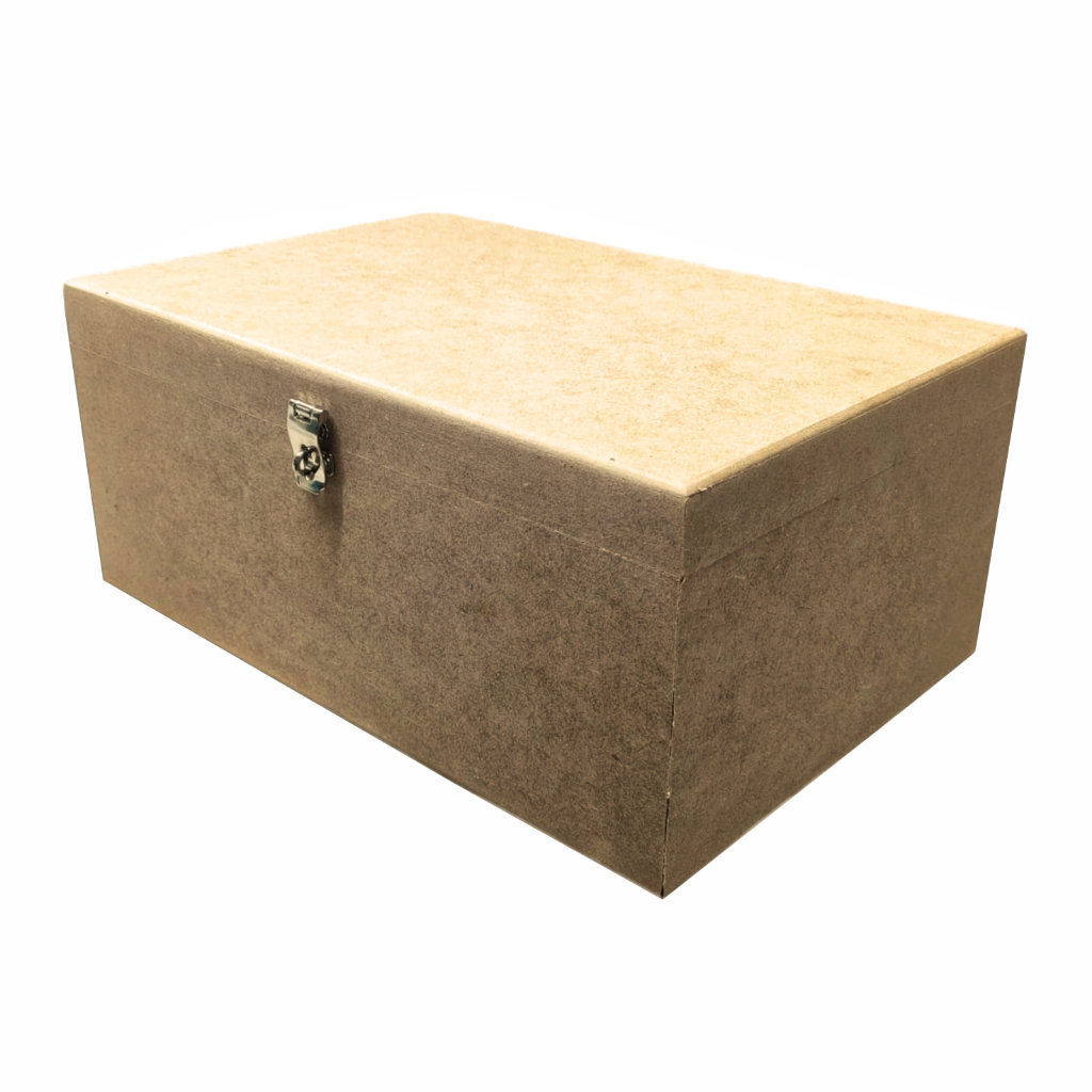 Caixa Lisa Dobradiça Fecho Para Cadeado Pequeno 30x20x13 Mdf Madeira ...