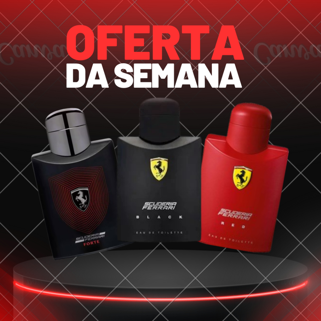 Conjunto de 3 Perfumes Ferrari Forte, Ferrari Black, Ferrari Red Pronta ...