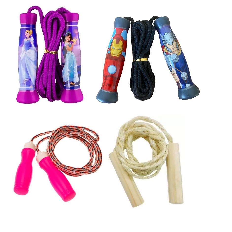 Pula Corda Infantil 1.6m - 1.95m - 2.6m Princesas Disney/Marvel/Marilu ...