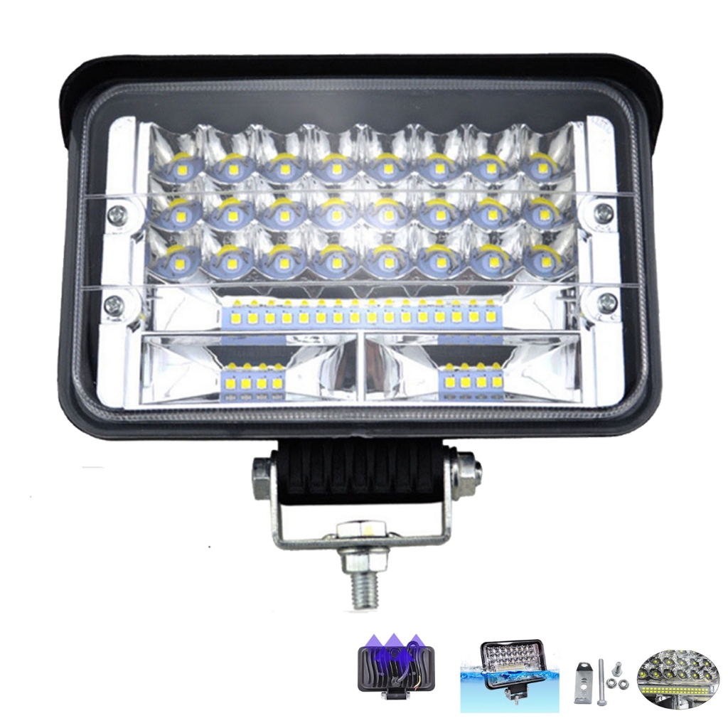 Farol 144w led retangular foco duplo bivolt off road, caminhão 4x4 ...