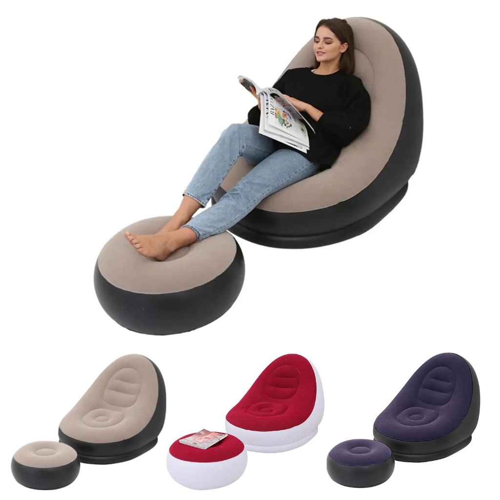 Conjunto Poltrona e Puff Inflável Ultra Lounge Portátil Descanso ...